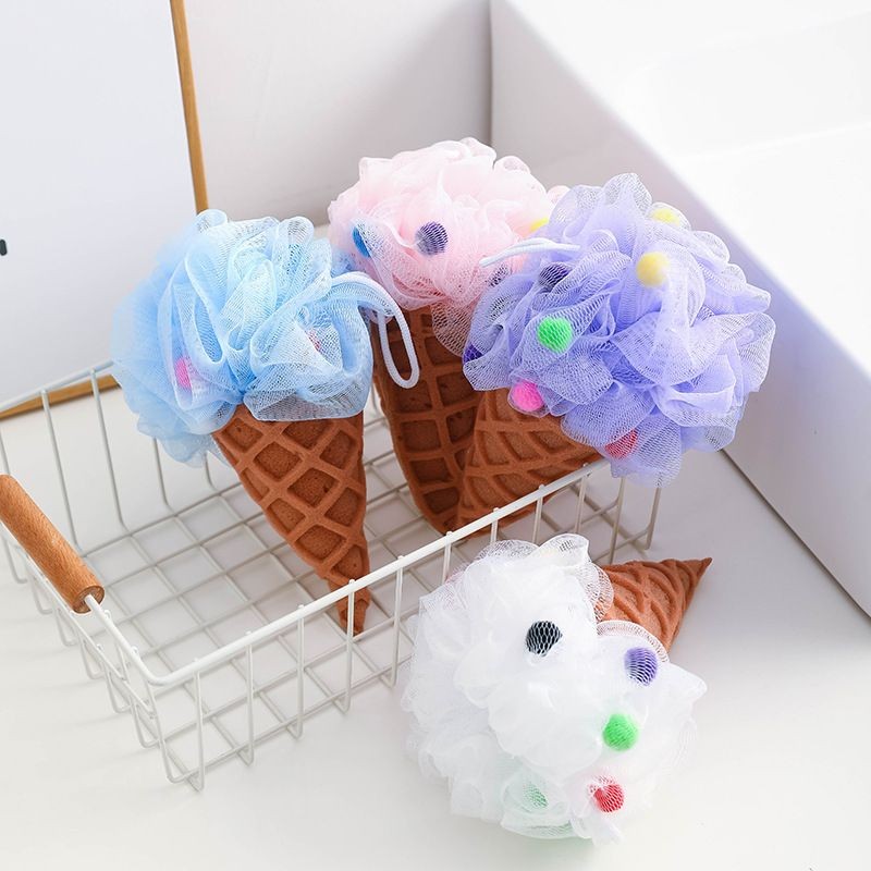 Ice Cream Bath Ball Shower Rainbow Body Scrubber Mesh Foaming Sponge ...
