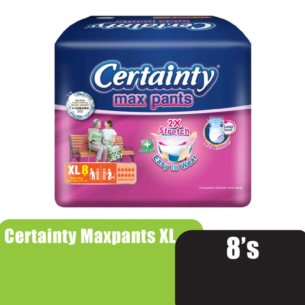 CERTAINTY Maxpants Adult Diapers 8's Size - XL, Adult Diapers Pants ...