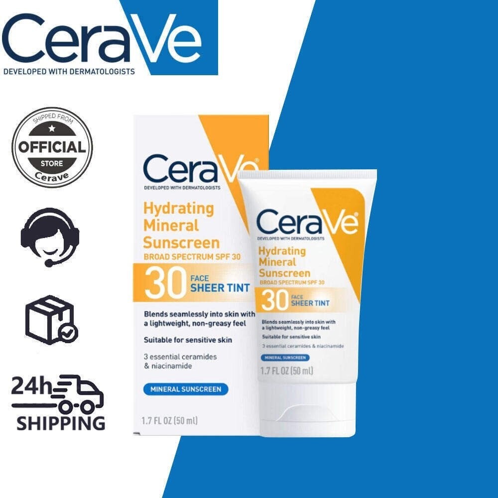 CeraVe Hydrating Mineral Sunscreen Broad Spectrum SPF 30 for Face, Sheer Tint 50ml | Shopee Malaysia
