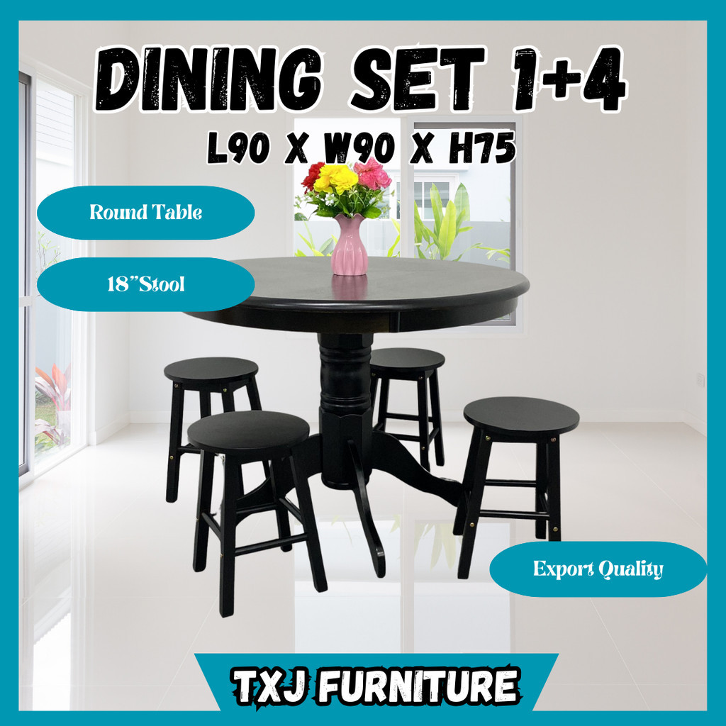 TXJ - RT700 2.5ft Round Table with 4 Round Stools Meja Bulat 4 Stol ...