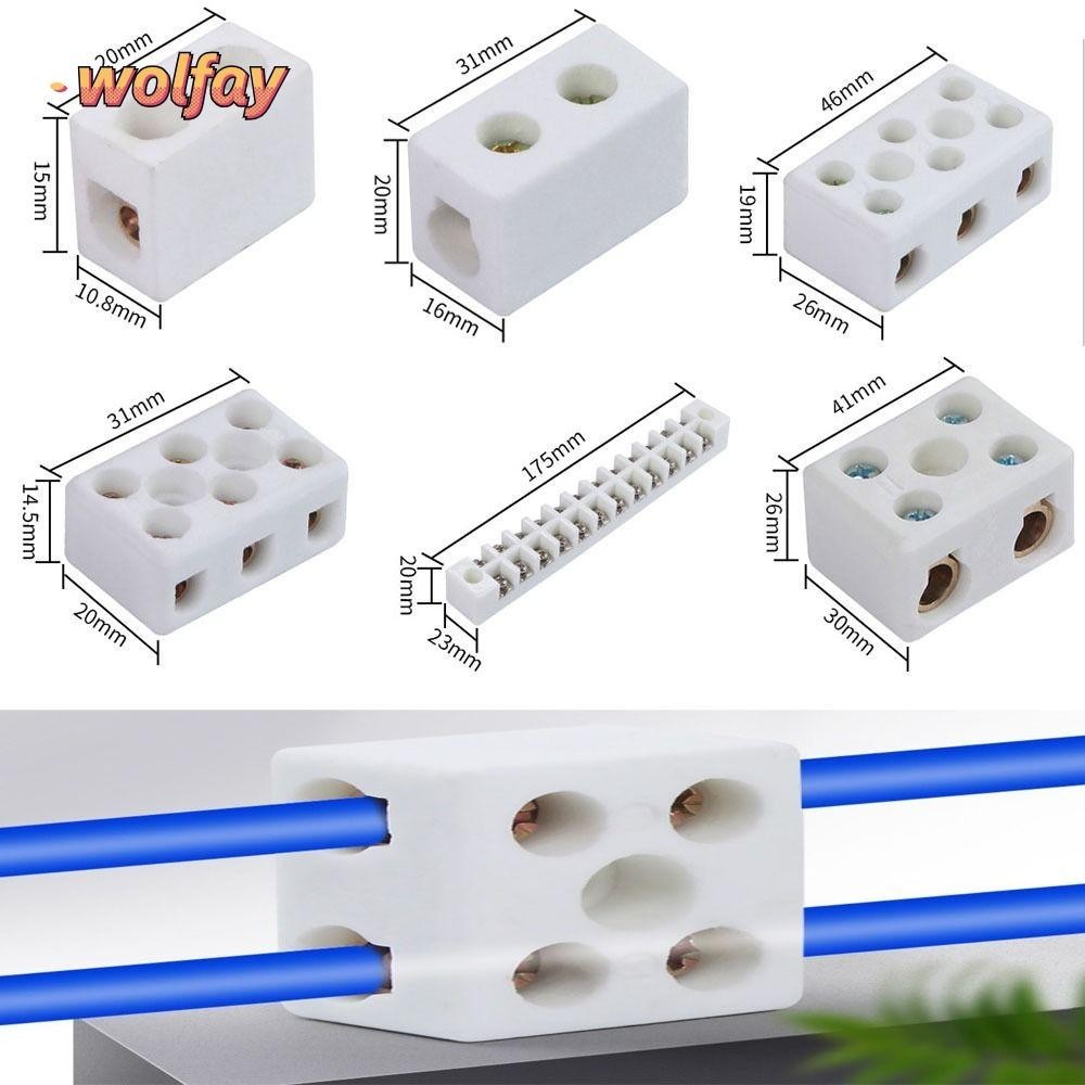 WOLFAY Ceramic Wiring Terminal Block, 1 In 1 Out 2 In 2 Out Screw Wire ...