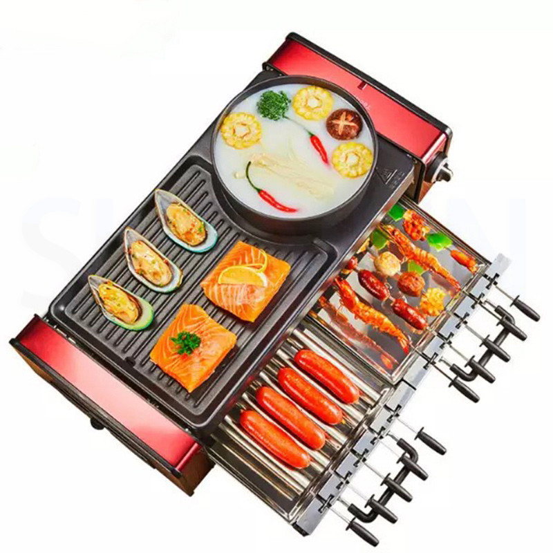 Household Electric Grill Skewer Korean Barbecue Machine Nonstick Grill ...