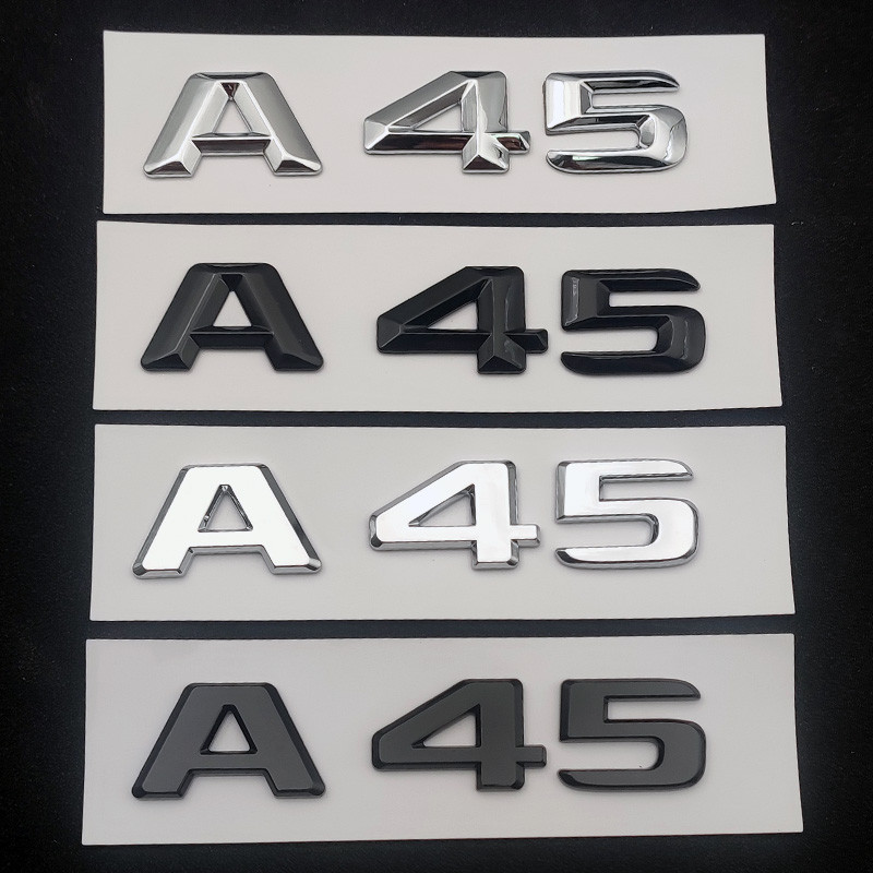 3d ABS Chrome Black Logo A45 Emblem Letters Sticker Nameplate Car Trunk ...