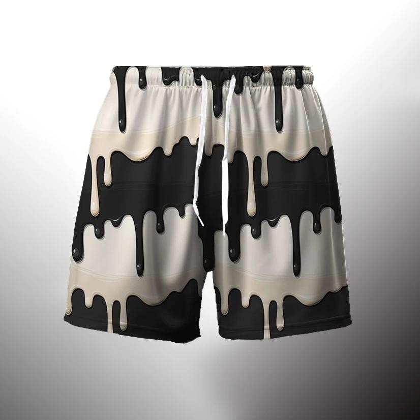 Graffiti Paint 3D Printed Shorts New Men's Summer Abstract Art Print ...