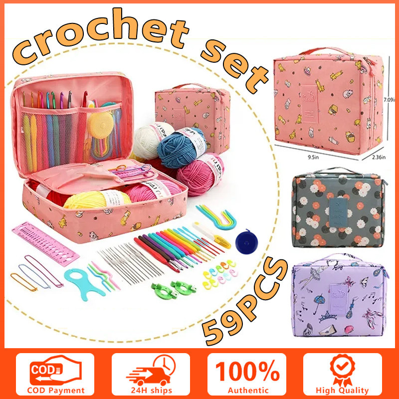 59-PCS Beginner Crochet Kit For Adults Knitting Starter Kit Adults And ...