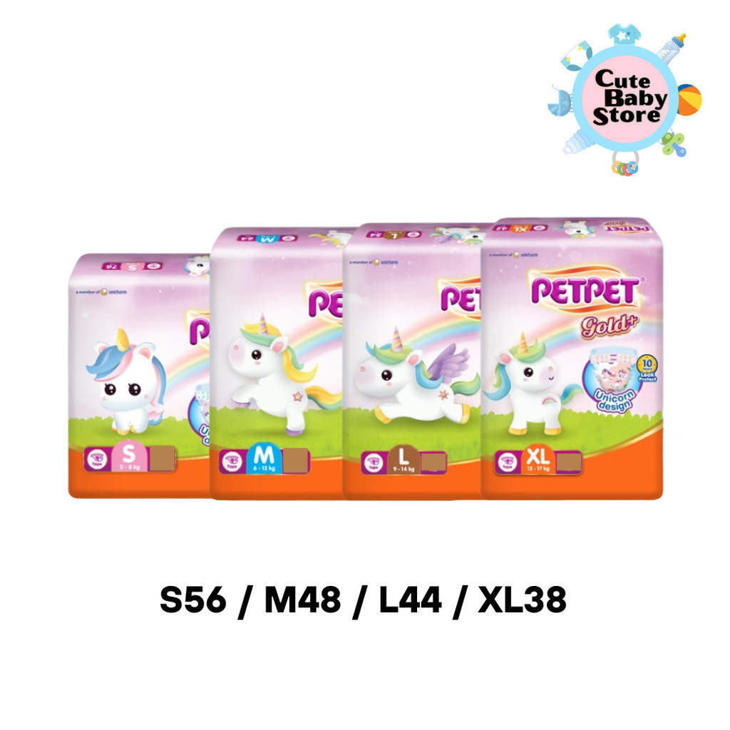 Petpet Tape Diaper Unicorn Jumbo Pack - S56/M48/L44/XL38 (1 Pack ...