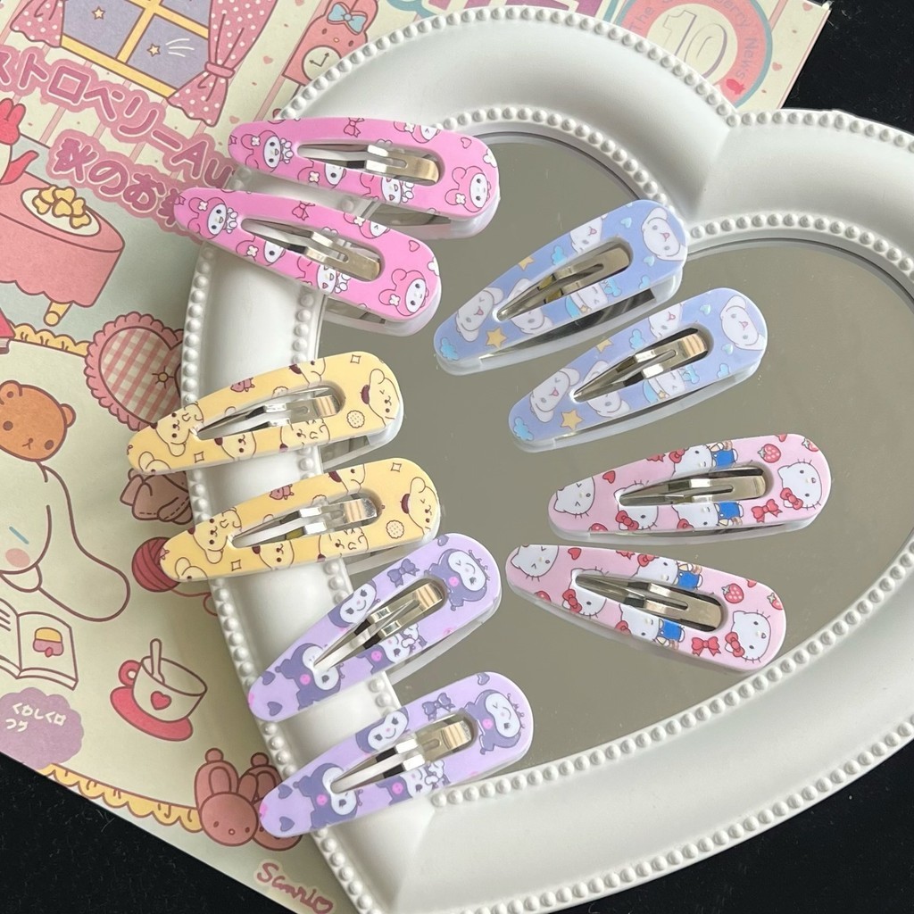 Sanrio Hello Kitty Cinnamoroll Hair Clips Kawaii Cartoon BB Clips Anime ...