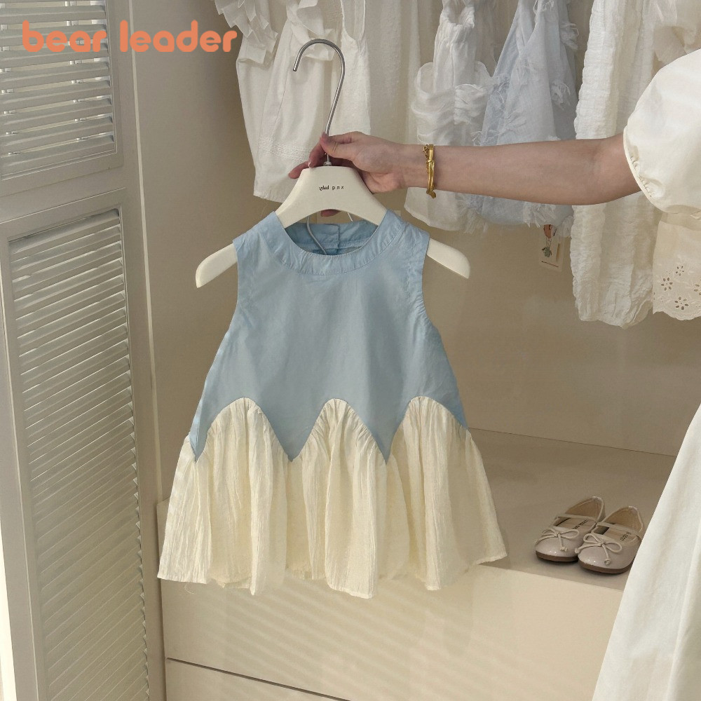 Bear Leader Summer Solid Color Lace Patchwork Dress Round Neck ...