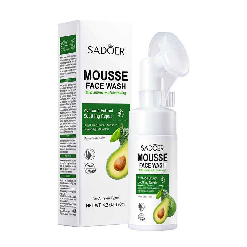 ROREC SADOER Avocado Mousse Face Wash Amino Acid Deep Clean Pores Moisturizing Foam Cleanser ...
