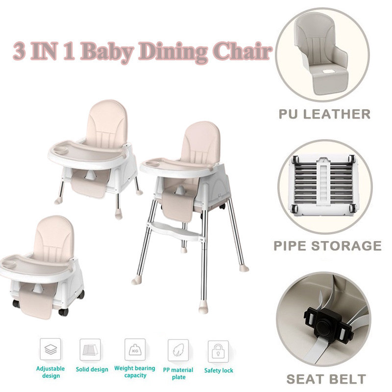 3IN1 Baby Dining Chair Safety Foldable High Feeding Chair Upgraded ...