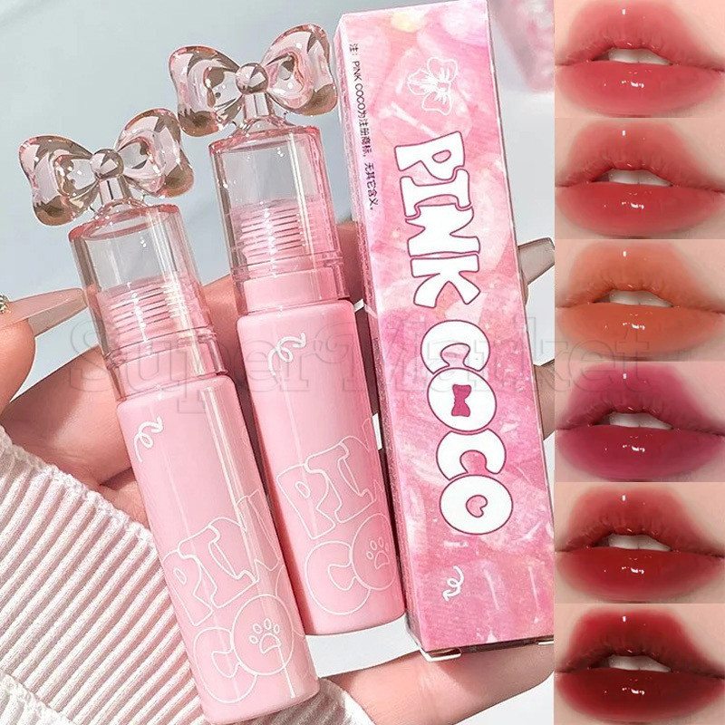 PINK COCO Bow Lip Gloss - Water Light Lip Glaze - Lip Tint - Lipstick ...