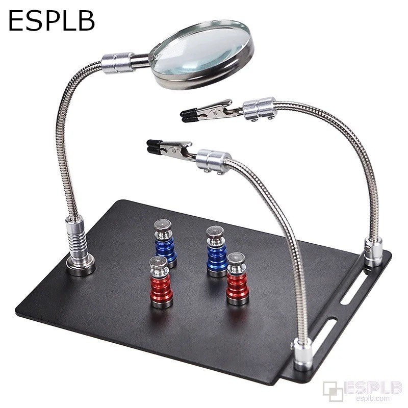 Magnetic Magnifying Glass Pcb Circuit Board Holder Flexible Arm Soldering Third Hand Welding