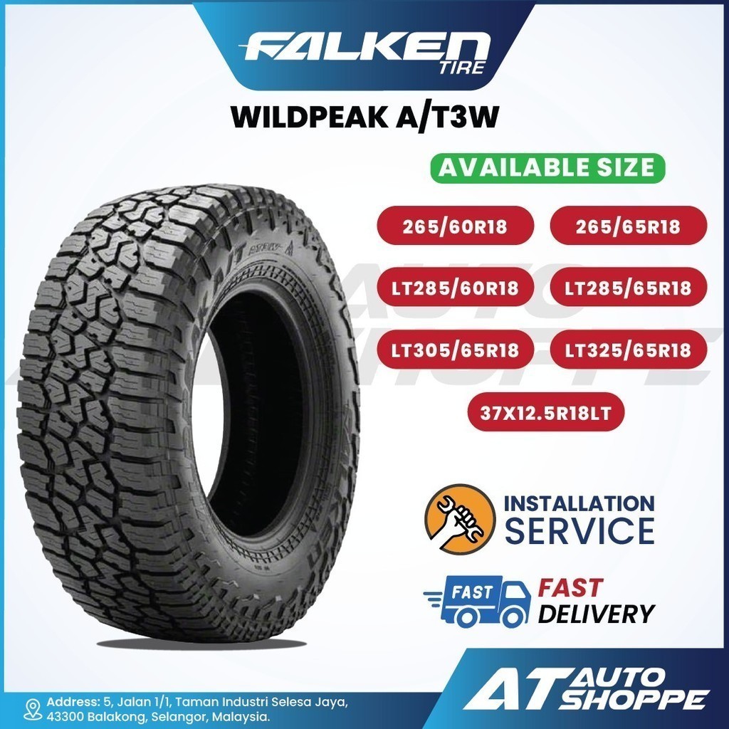 Falken Wildpeak AT3W 18" Tyre 265 60 65 R18 285 305 325 60 65 37 12.5 R18LT 4X4 4WD (1 Tire ...