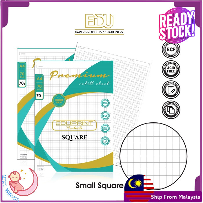EDUPRINT A4 Premium Refill Pack Examination Sheet 70GSM Small Square Kertas Tulis Kotak Kecil 信纸 ...