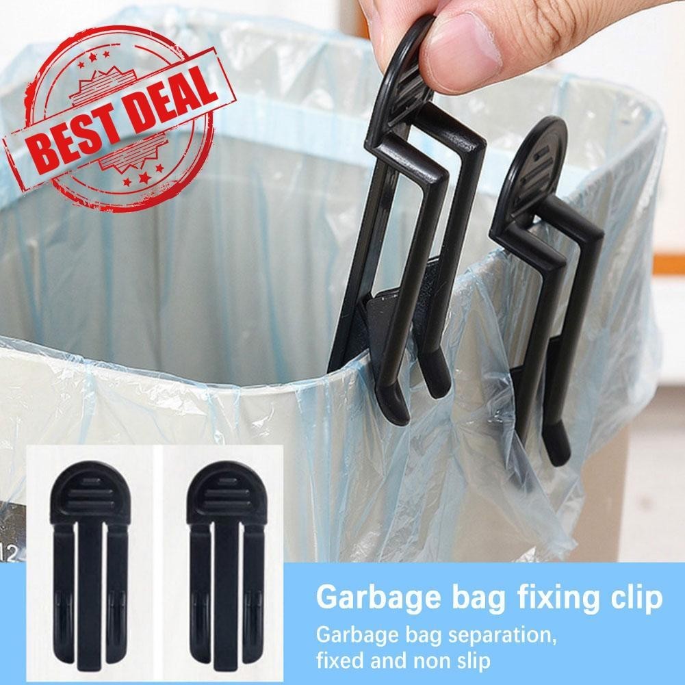 Nonslip Garbage Bag Holder Clips For Trash Cans Black Plastic Organizer ...