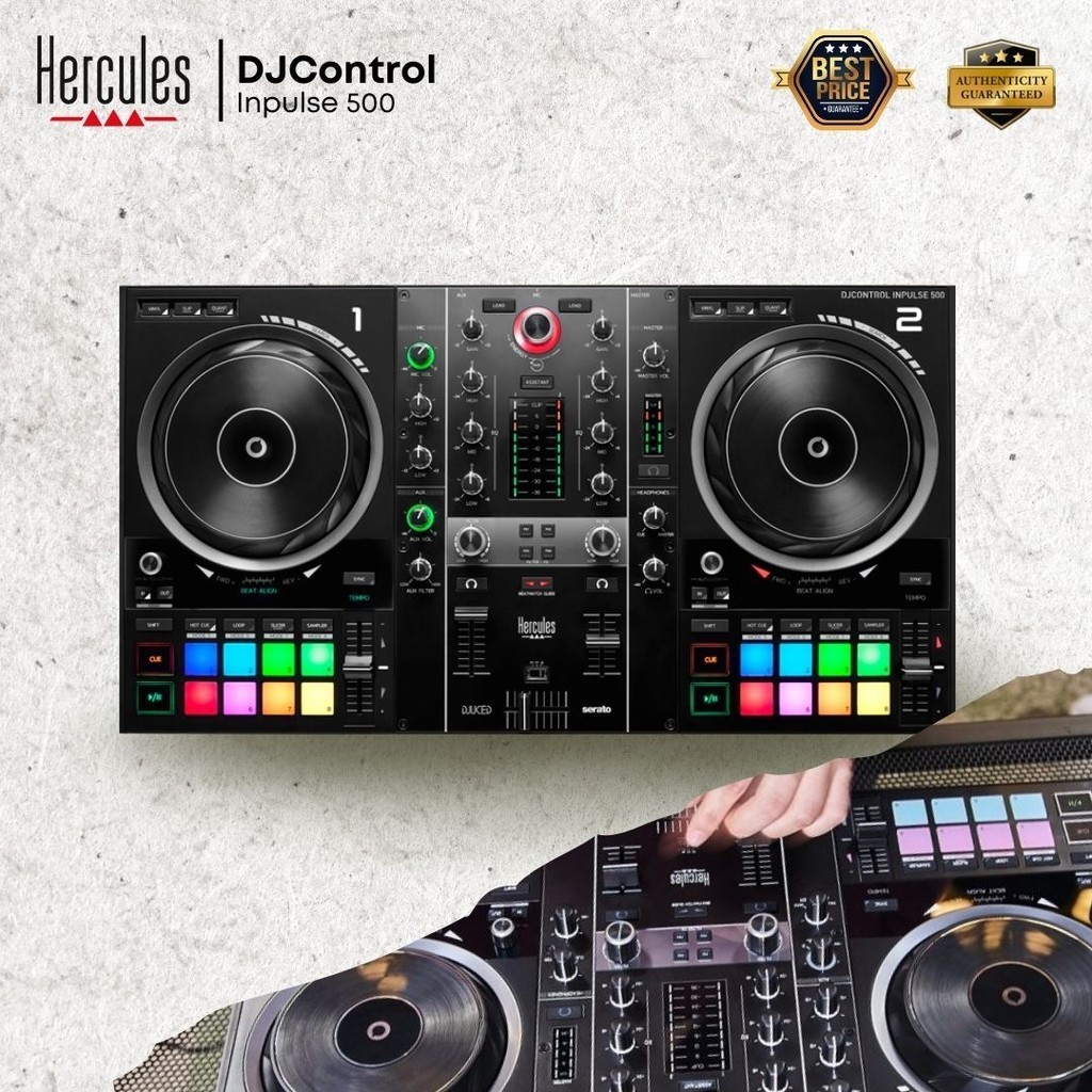 Hercules DJControl Inpulse 500, All-In-One DJ controller with Beatmatch Guide, Full DJ Software ...