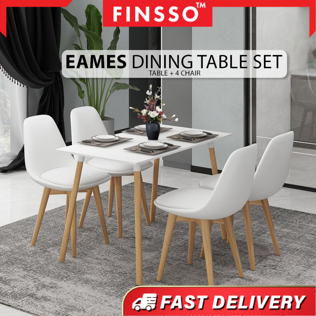 ⚡️LIKE BUG⚡️Eames Dining Table Set Rectangular Modern Meja Makan /4 ...