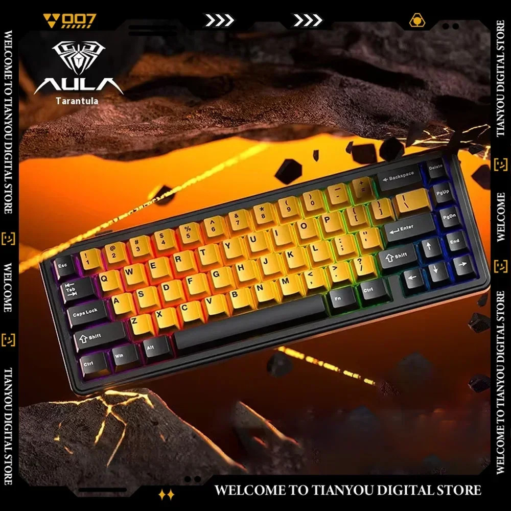 AULA F65 Mechanical Keyboards RGB Easy-swap Bluetooth Cordless Triple ...