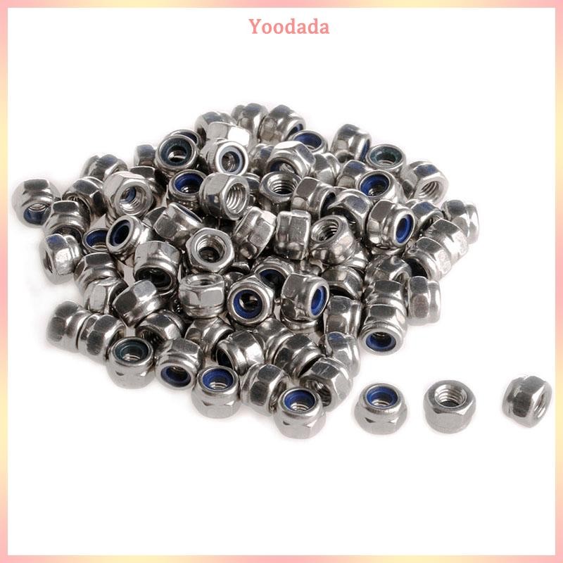 Yoo 100 Pcs Set M3 Stainless Steel Screw Lock Nylon Hex Nut Insert ...