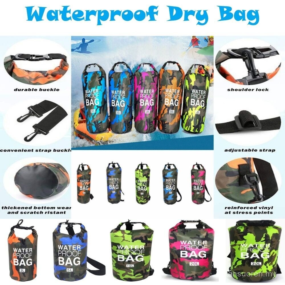 Ready Stock GoTravel 2L 5L 10L 20L 20L Extra Thick Waterproof Ocean Diving Dry Bag Travel ...