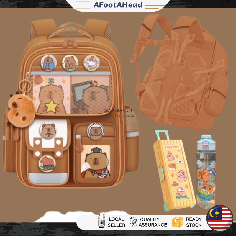 Capybara Schoolbag Cute Kids Primary Kapibara Backpack Large Capacity ...