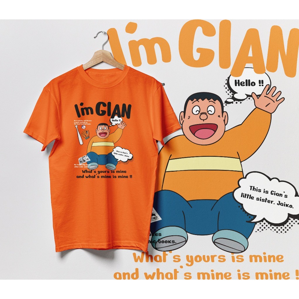 S-5XL I am GIAN T-Shirt Set 2 From Doraemon Cartoon Cute Comes In 3 ...