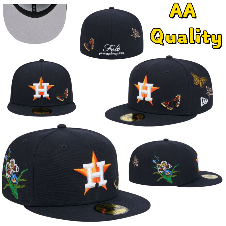 New Male FELT X MLB Houston Astros Fitted Hat Butterfly Embroidered ...