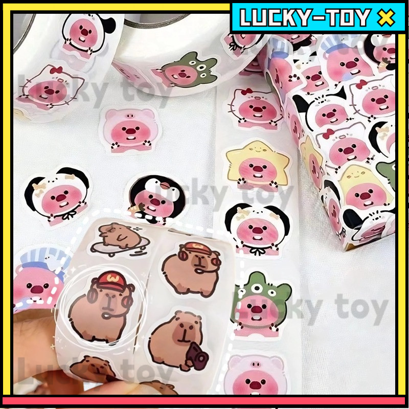500pcs/Roll Loppy Kuromi Capybara Sealing Sticker Tapes Cartoon Pororo ...