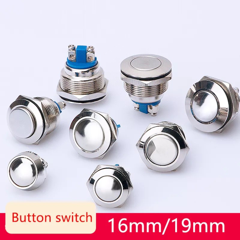 1pcs New 16mm 19mm Metal Waterproof Push Button Horn Switch Start Self ...