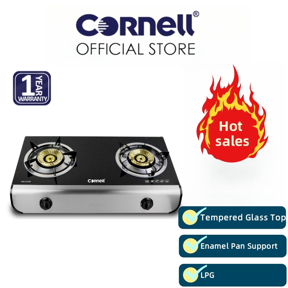 Cornell Glass Stove Double Burner Glass Panel Gas Stove CGS-E1313G ...