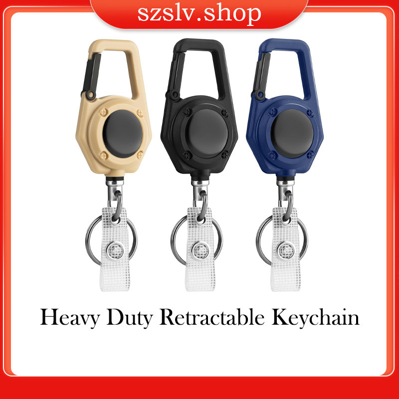 Badge Holder Retractable Clip Heavy Duty Carabiner Badge Reel Keychain ...