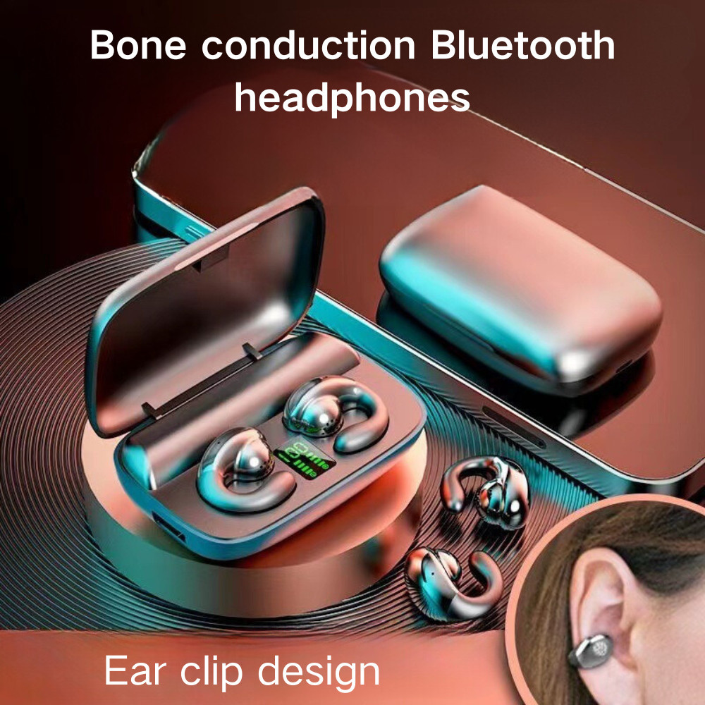 TWS Bone Conduction Sport Headset Wireless Headphones Ear Clip ...