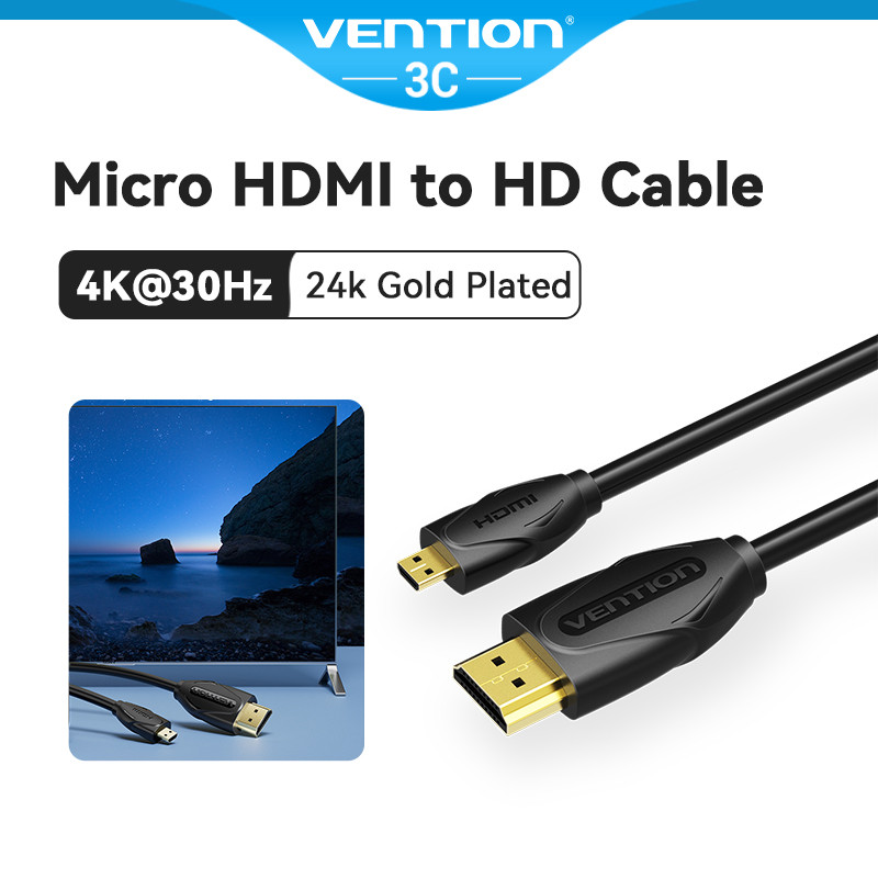 Vention Micro HDMI to HDMI Cable 4K 30HZ 3D 1080P Video Cable For ...