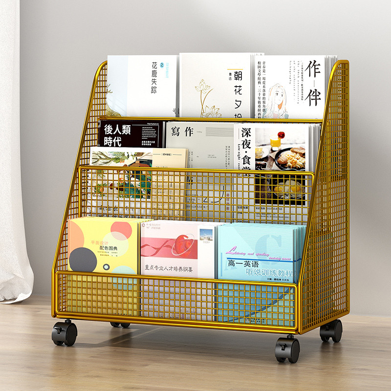 Rak buku rak buku roda mudah alih rak membaca pelajar rumah mainan ...