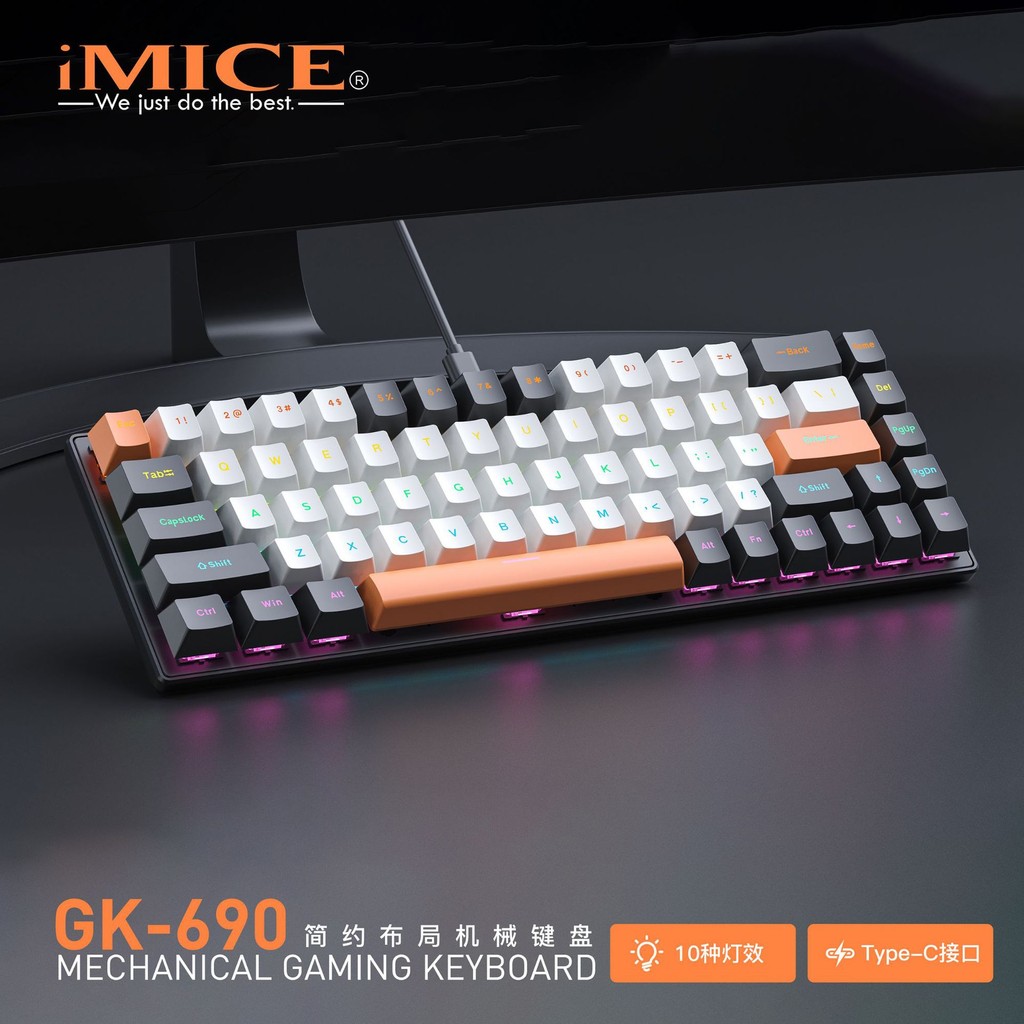 IMICE GK-690 2025 Flagship | Keyboard Mekanikal 68 Tombol + Red/Blue Switch + LED RGB | Shopee ...