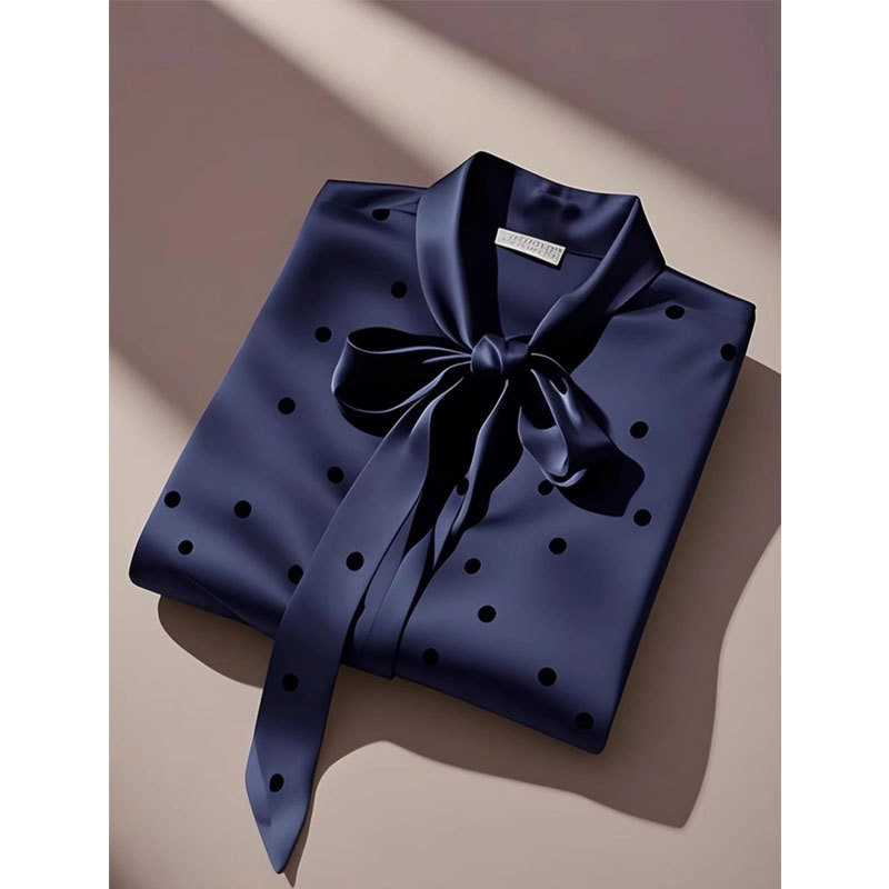 Super Beautiful Light Luxury Top Blue High-End Temperament Blouse ...