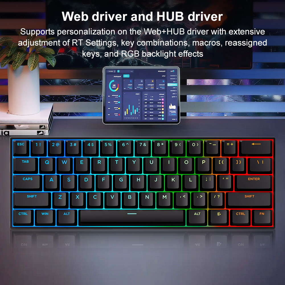 Magnetic Keyboard Wired RGB Mechanical Keyboard .01mm Rapid Trigg 128K ...