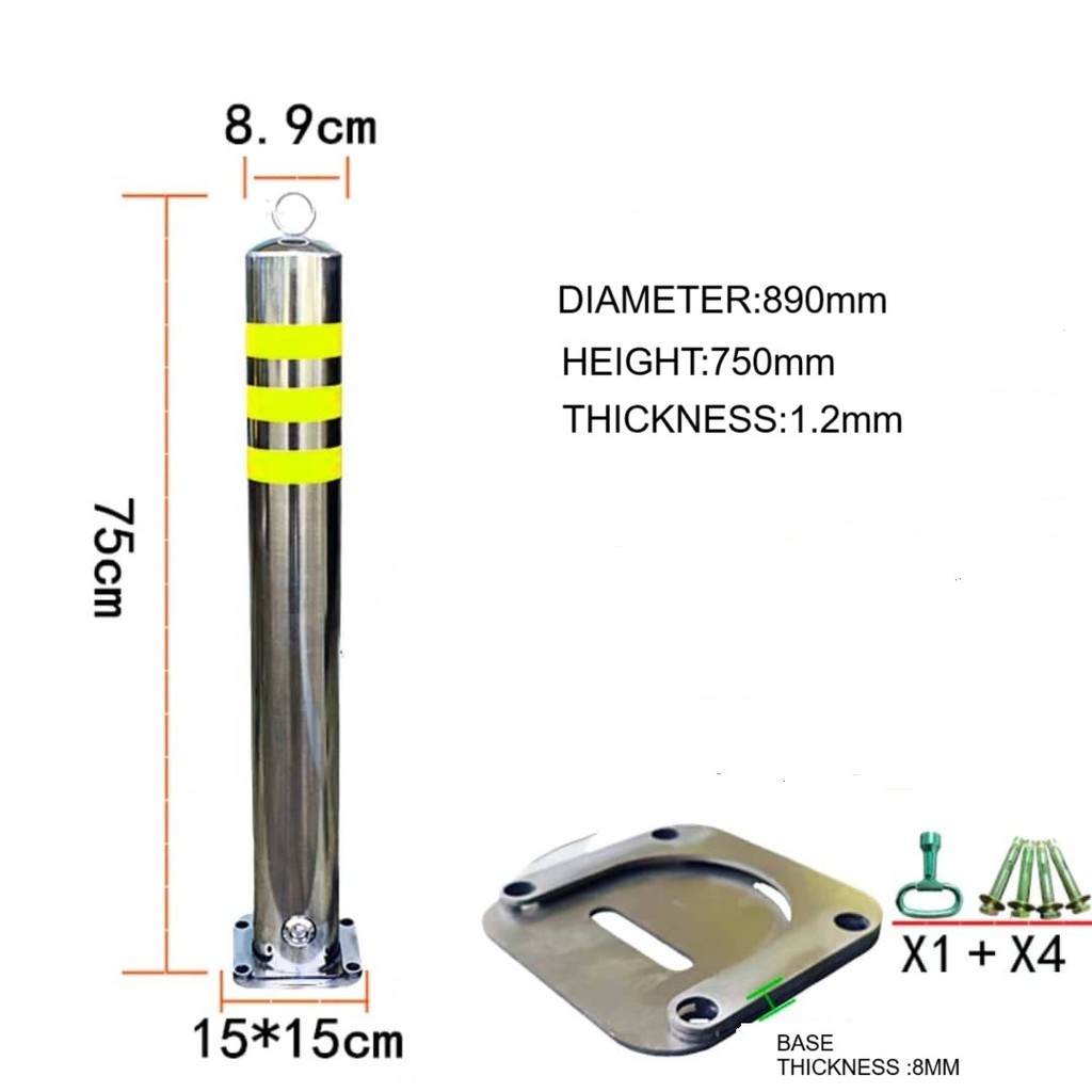 Bollard Stainless Steel, Internal Lock Heavy Duty Removable Bollard ...