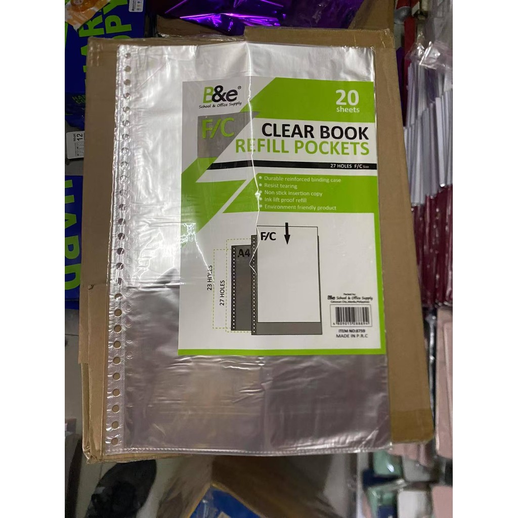 CLEAR BOOK REFILL POCKETS 20 SHEETS LONG(FC) | Shopee Malaysia