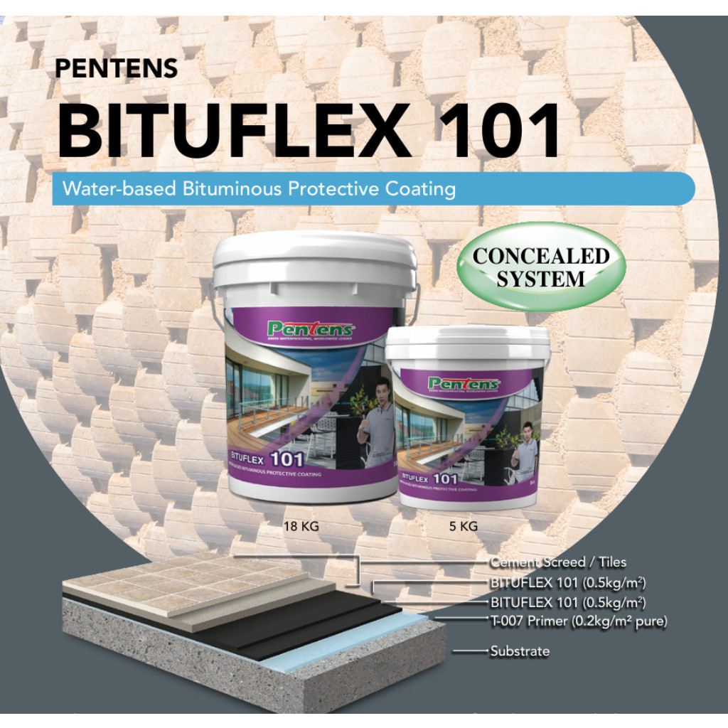 PENTENS 5kg BITUFLEX 101 Water-Based Bituminous Protective Coating l ...