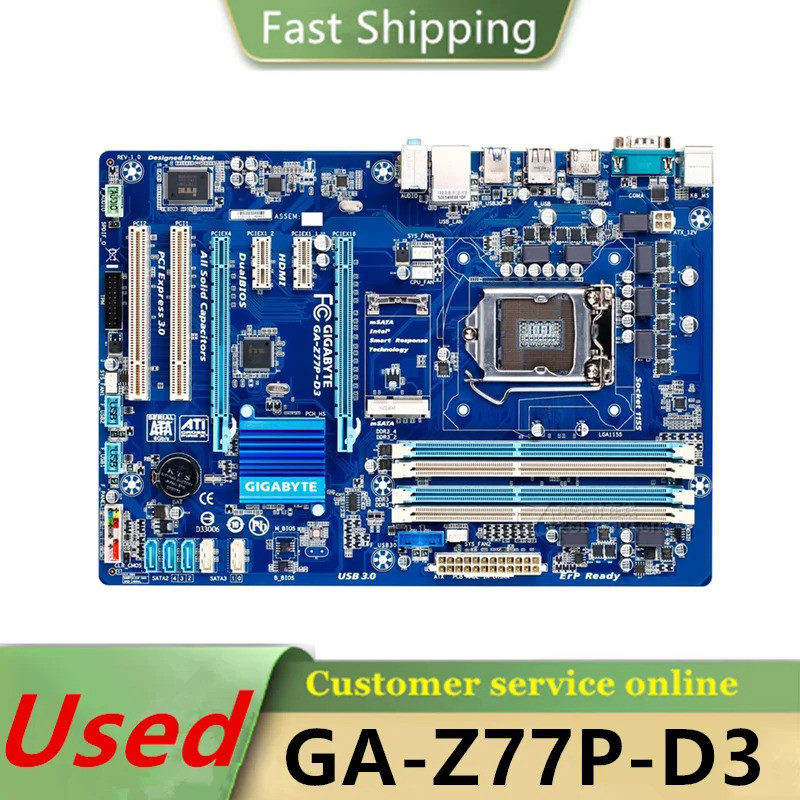 100% Working GA-Z77P-D3 Motherboard Z77 Socket LGA 1155 i3 i5 i7 DDR3 32G ATX UEFI BIOS | Shopee ...