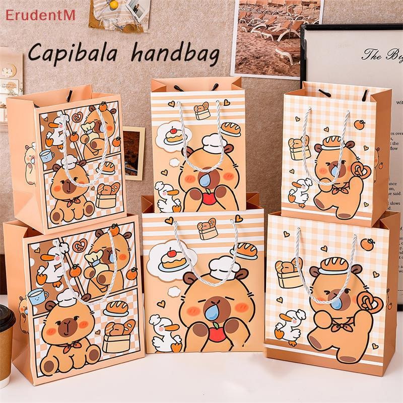 [ErudentM] Cartoon Cute Capybara Printing Gift Bags Hand-held Paper ...