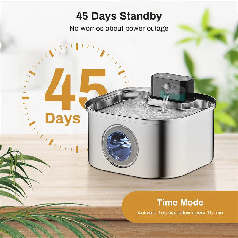 3L 5V Rechargable Wireless Automatic Stainless Steel Dogs Water ...