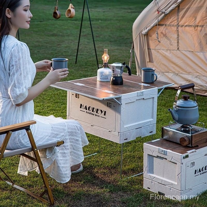 Outdoor Multifunctional Storage Box Table Car Folding Wooden Cover ...