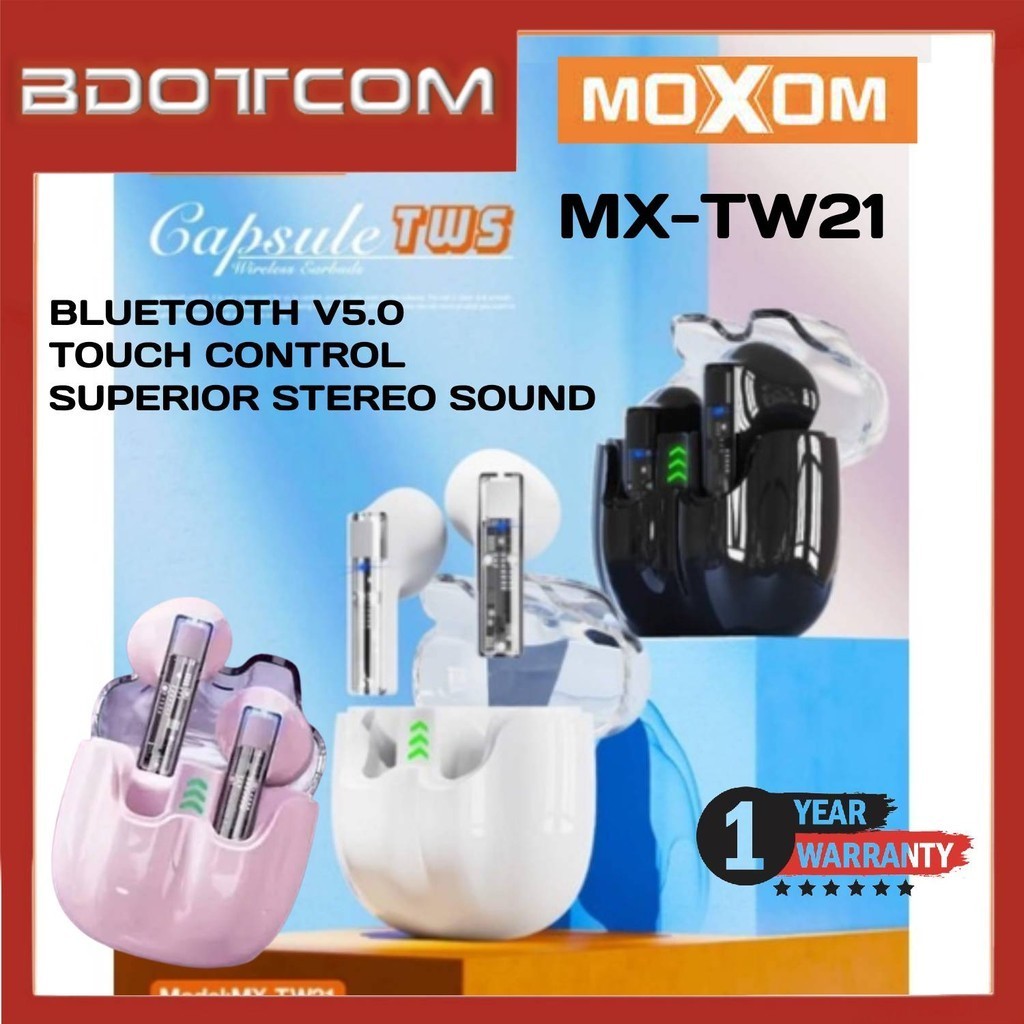 MOXOM MX-TW21 CAPSULE TWS TRULY WIRELESS EARBUDS BLUETOOTH | Shopee Malaysia