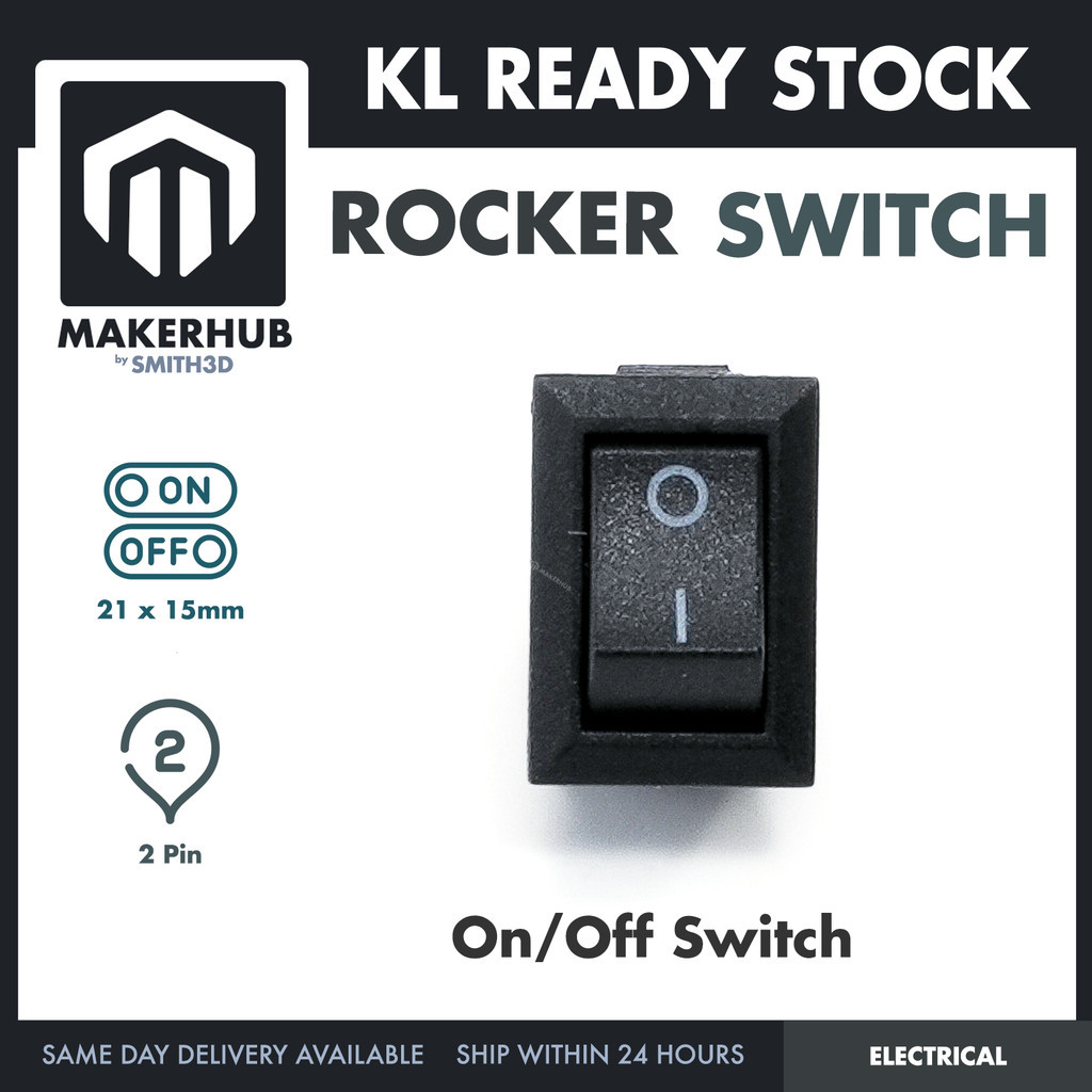 Rocker Switch 2 Pin 10mm x 15mm On Off Switch | Shopee Malaysia