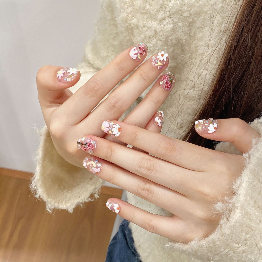 【HANDMADE】Artificial Nail Seiko Hand-painted Flowers Pure Lust Wind ...