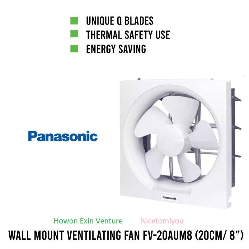 Panasonic Ventilating Fan Wall Mount Exhaust Fan Kipas Ekzos FV-20AUM8 ...