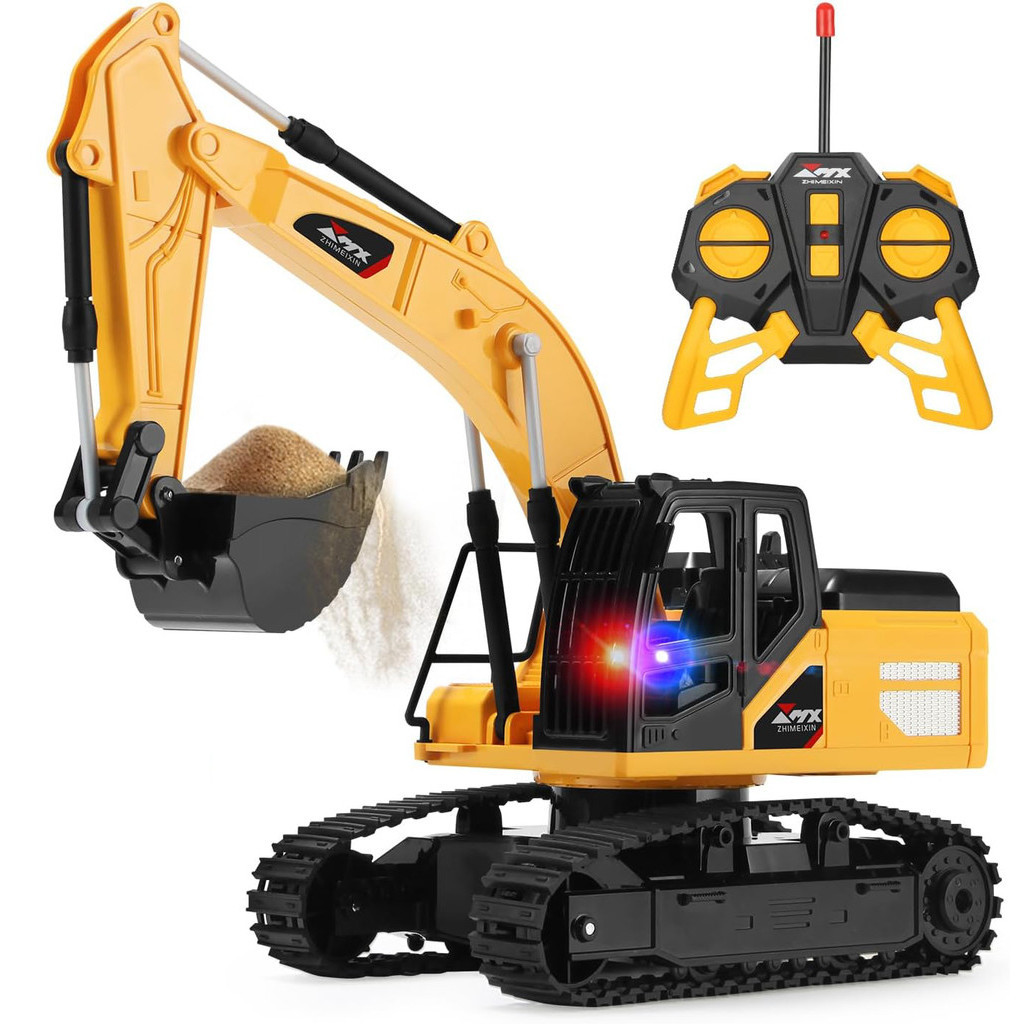 Remote Control Excavator Toys for Boys with Metal Shovel & Light RC ...