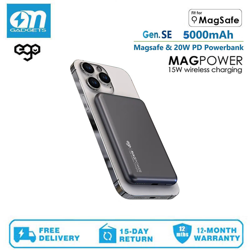 Ego MAGPOWER SE 5000mAh Magsafe Powerbank with 15W Magnetic Wireless ...